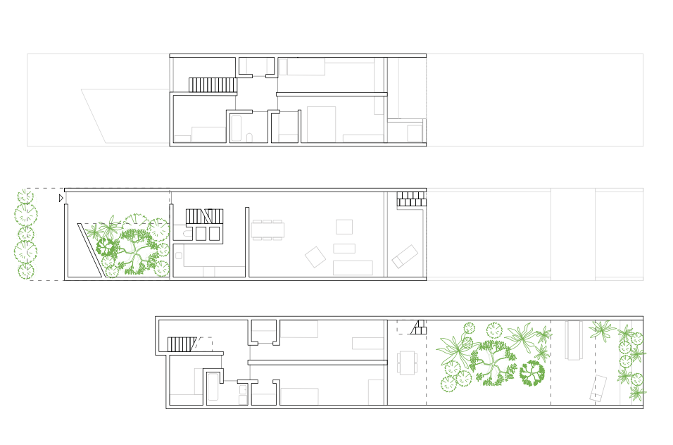 Binnen en buiten zijn één in de plattegrond van de Siedlung Halen